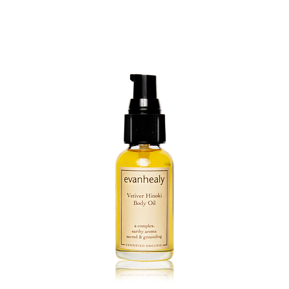 Vetiver Hinoki Body Oil Moisturizer | evanhealy